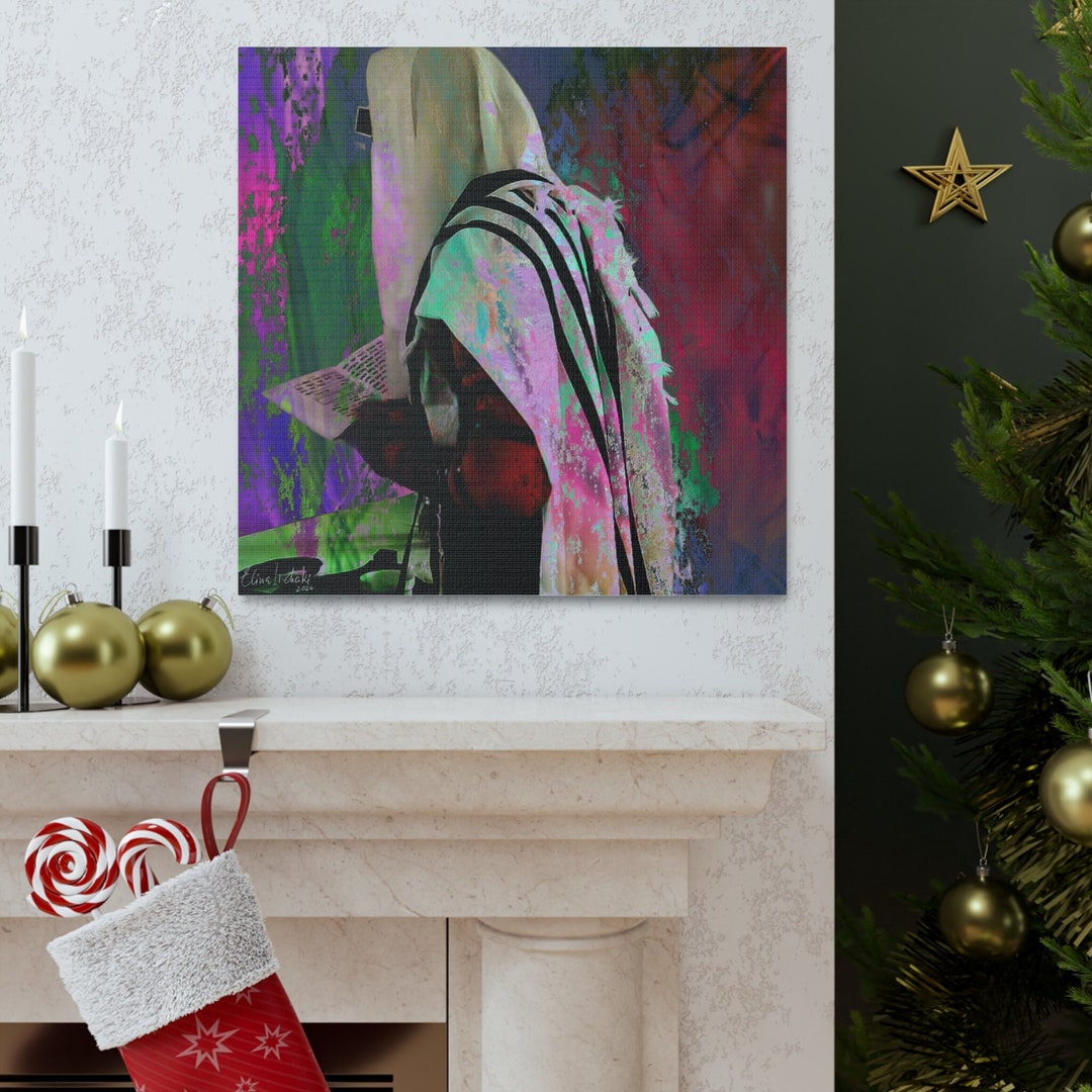 Man Praying,original Judaica Wall Painting,canvas Gallery,jewish Art ...