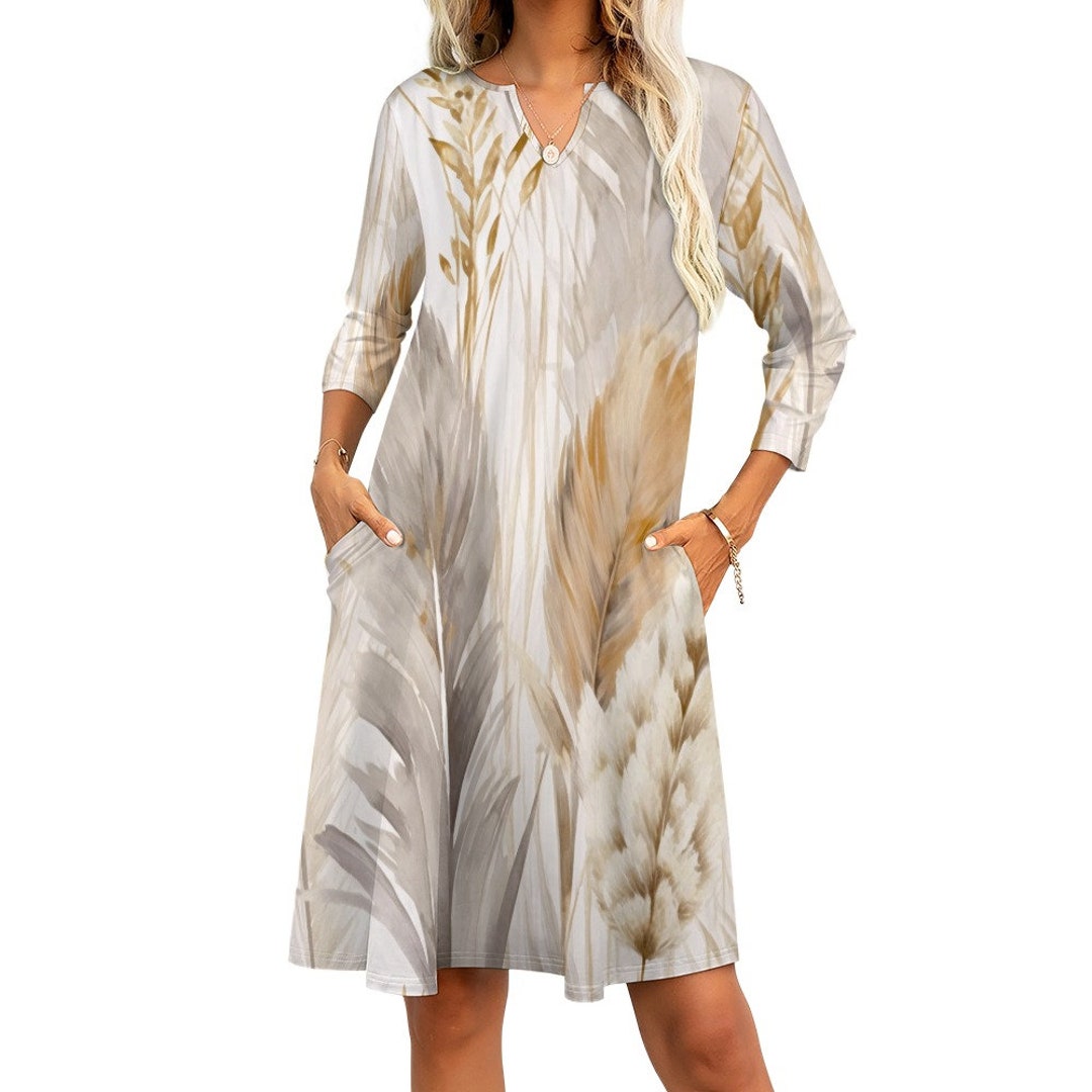 Printed Modern DRESS With Pockets,full Sleeve,oversized Dress,plus Size ...