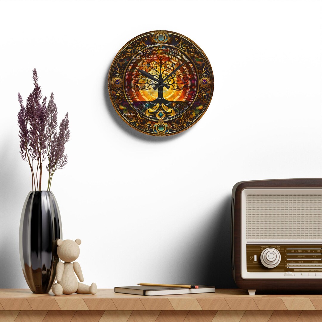 Tree of Life Acrylic Wall Clock, Kabbalah Symbol, Qabbalah Ritual Stuff ...