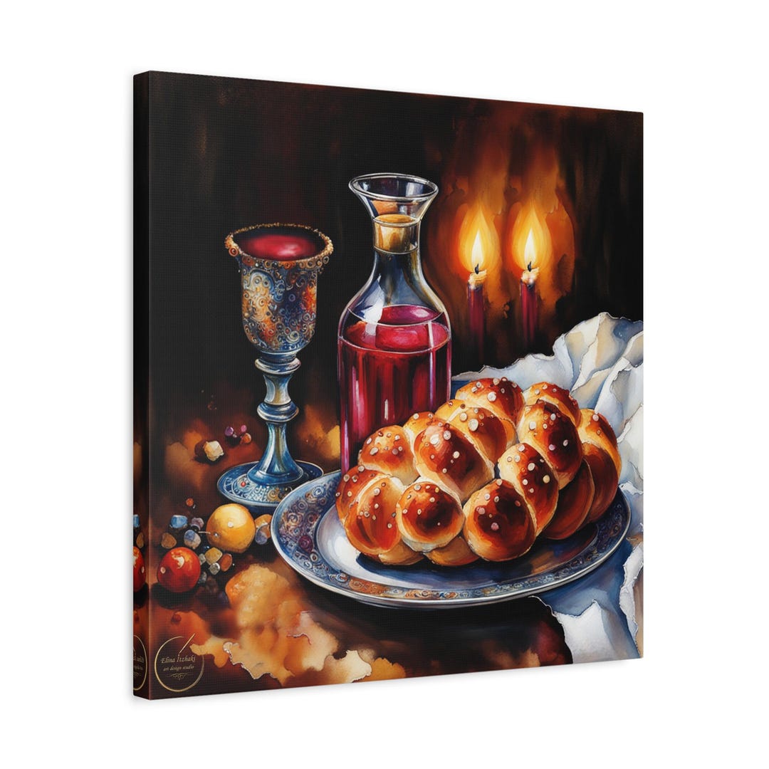 Shabbat Shalom Hallah Wine Candels - Home Decor, Original Paintings ...