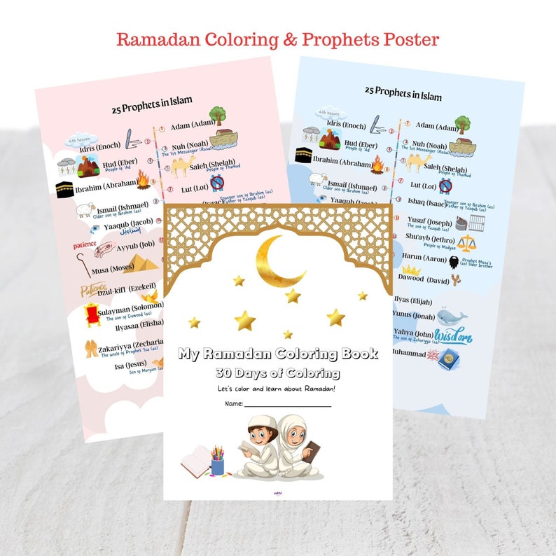 2-in-1 Prophets in Islam Poster - Ramadan Coloring Book. Prophets ...