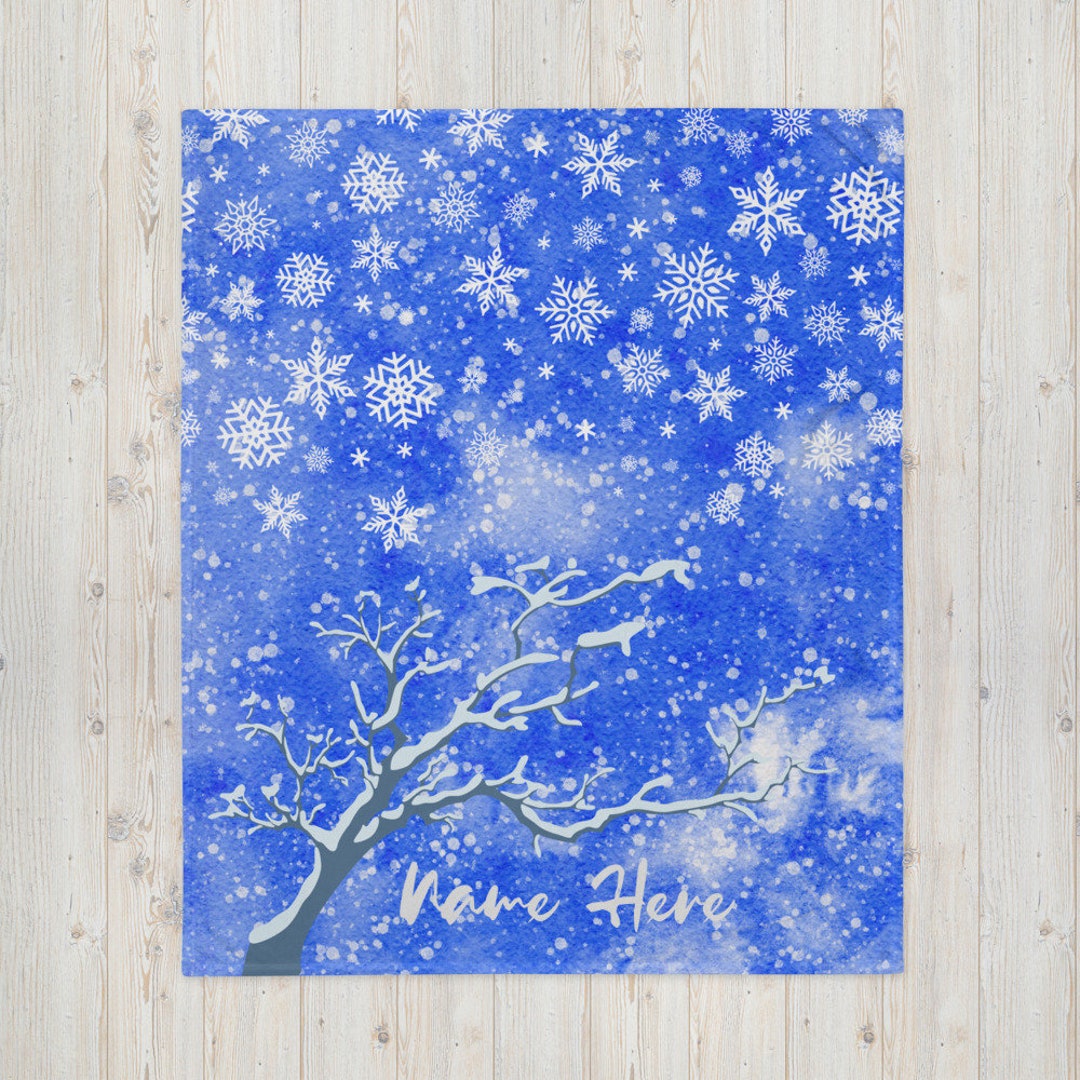Personalized Winter Wonderland Snowflakes Throw Blanket, Soft ...