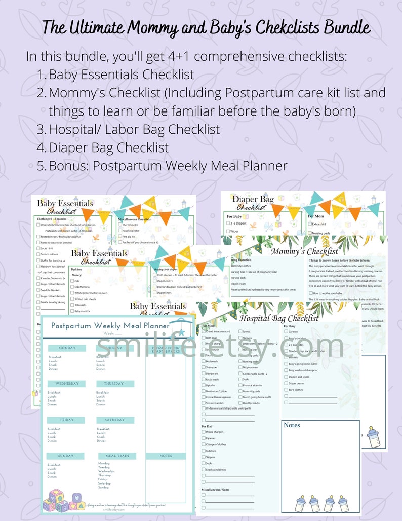 The Ultimate New Mom Baby Registry Checklists 5in1 Newborn Baby ...