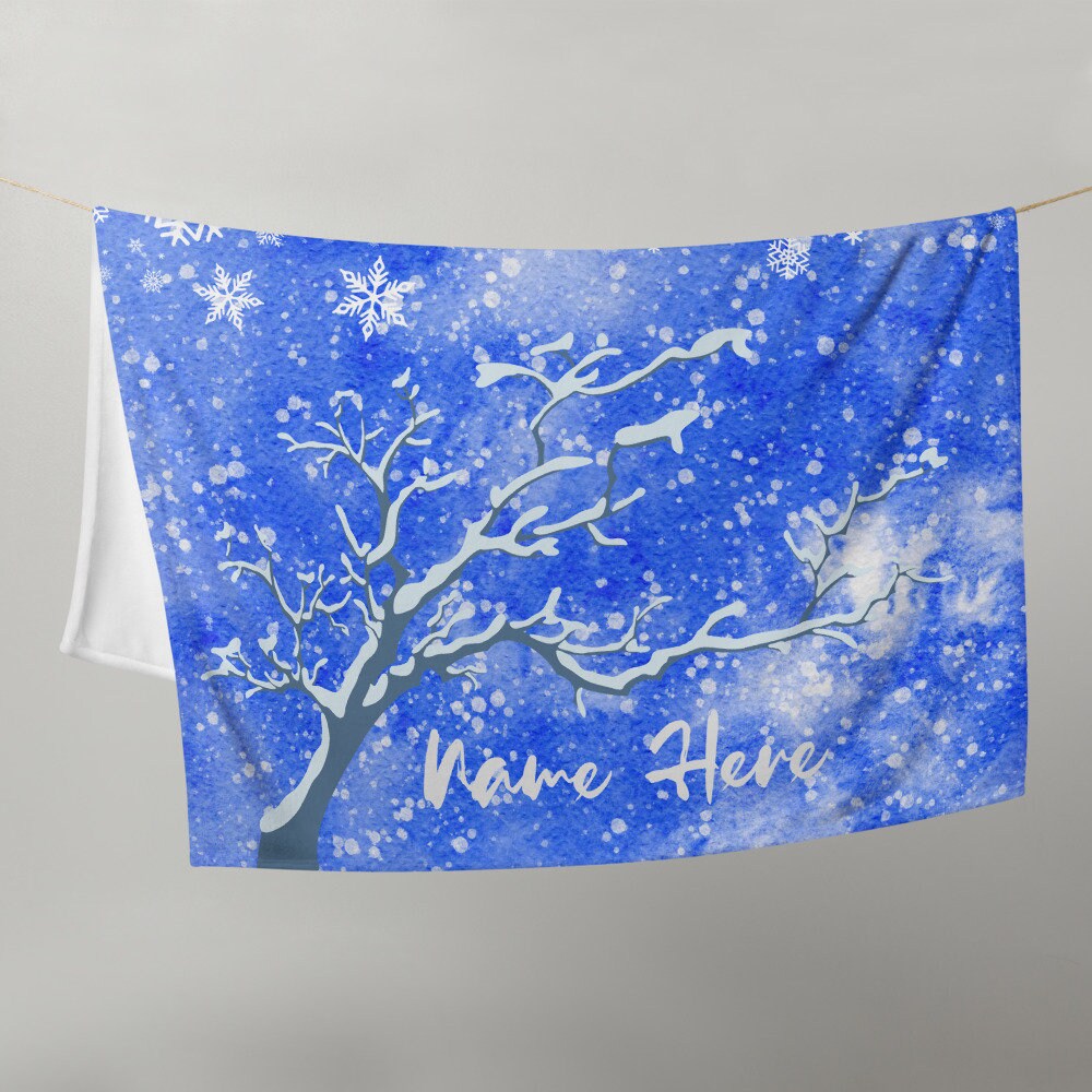 Personalized Winter Wonderland Snowflakes Throw Blanket, Soft ...