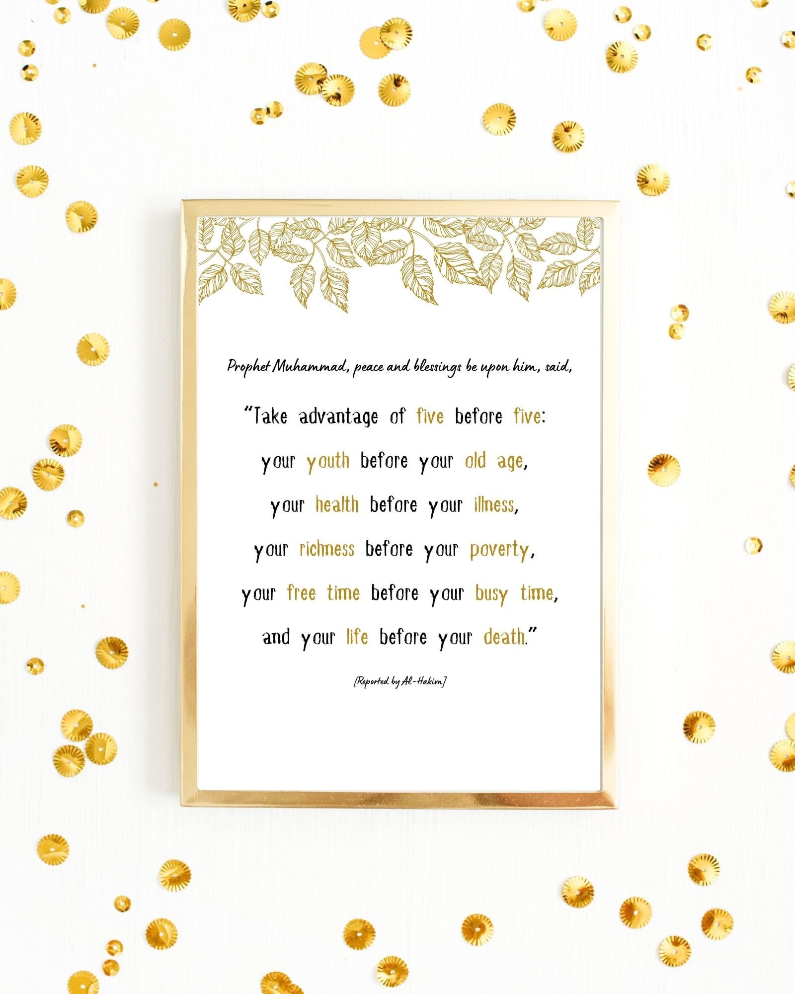 Hadith 5 Before 5, Islamic Wall Art, Inspirational Wall Decor, Islamic Nursery Wall Decor - Etsy ...