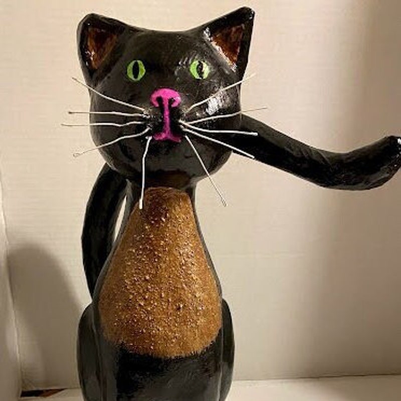 Paper Mache Cat - Etsy
