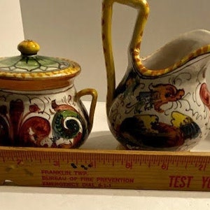 Cellini Italian Hand Painted Redware Pottery Espresso Set W/ Pot ...