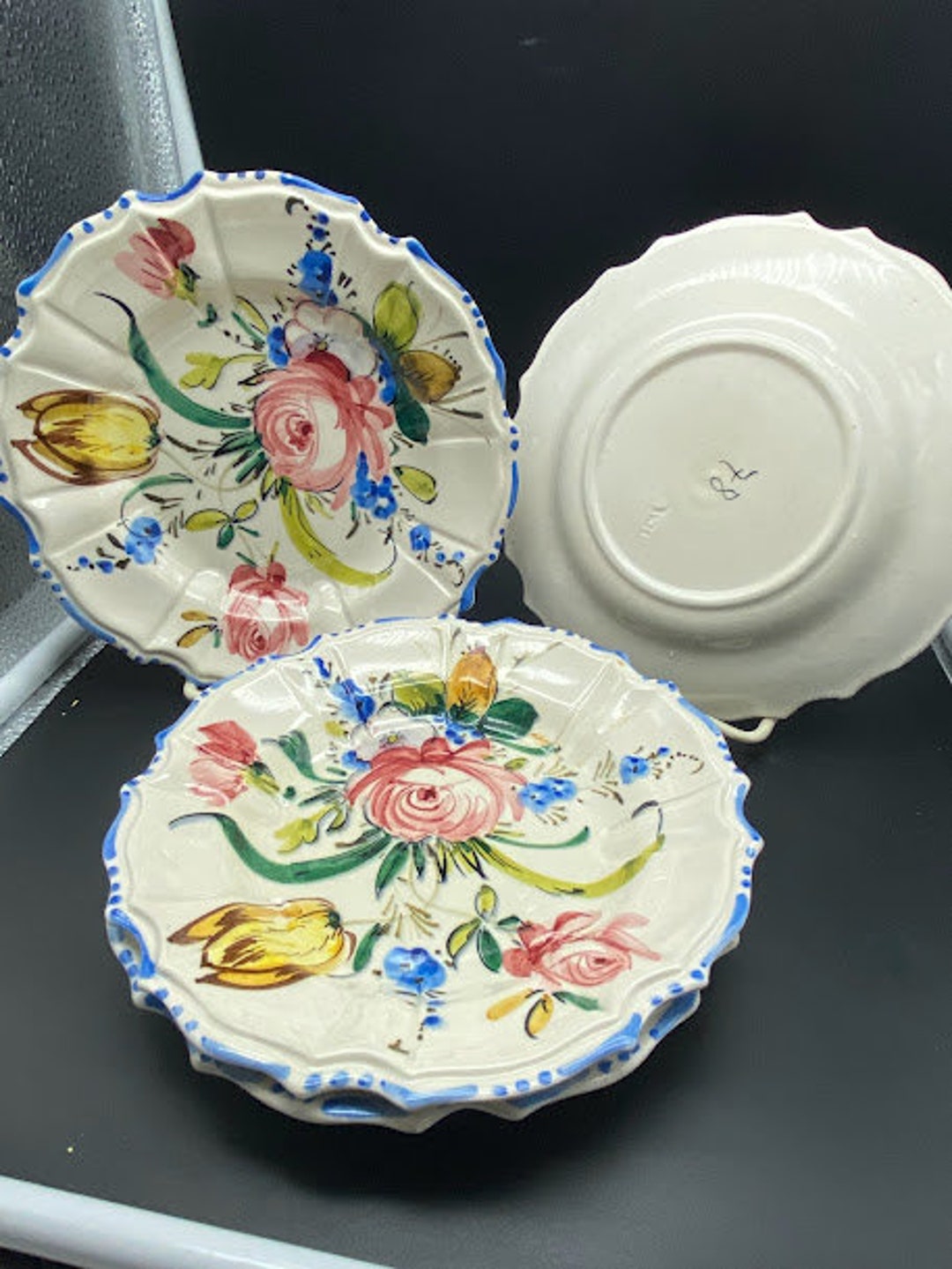 Nova Rose Floral Pattern Ceramic Hand Painted 8 Inch Salad/dessert ...