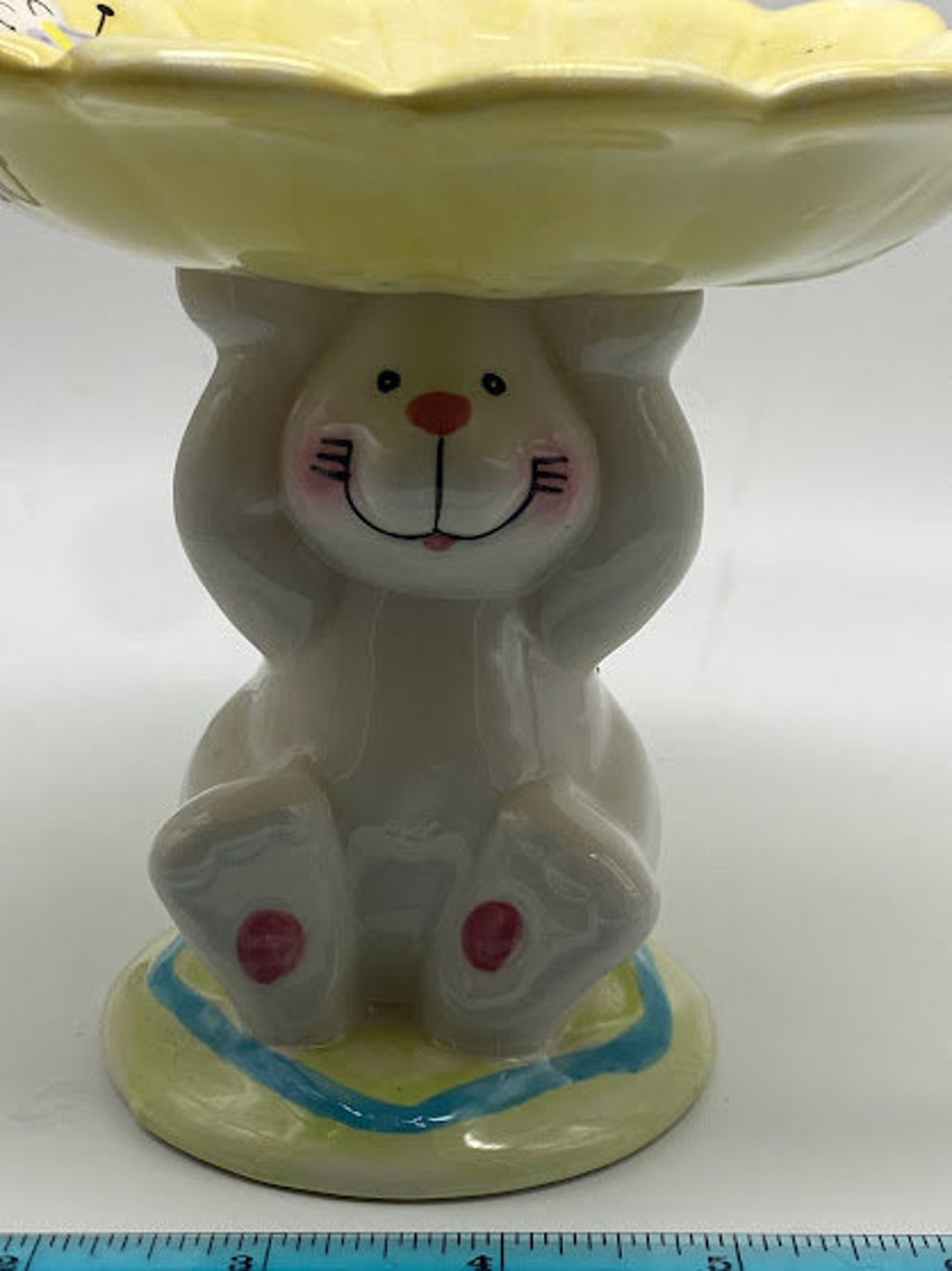 Ceramic Flower and Rabbit Pedestal Plate ~ Easter Decor ~ Easter ...