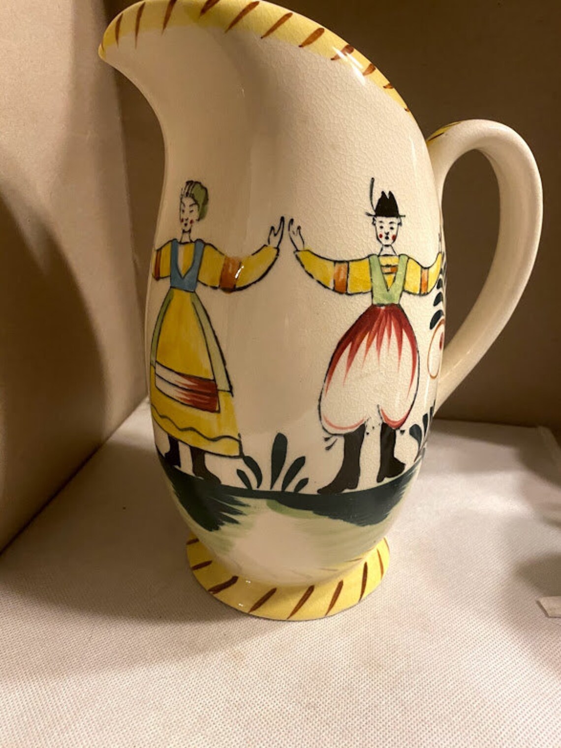 Vintage Hand Painted Ceramic Pitcher With Matching Ceramic - Etsy