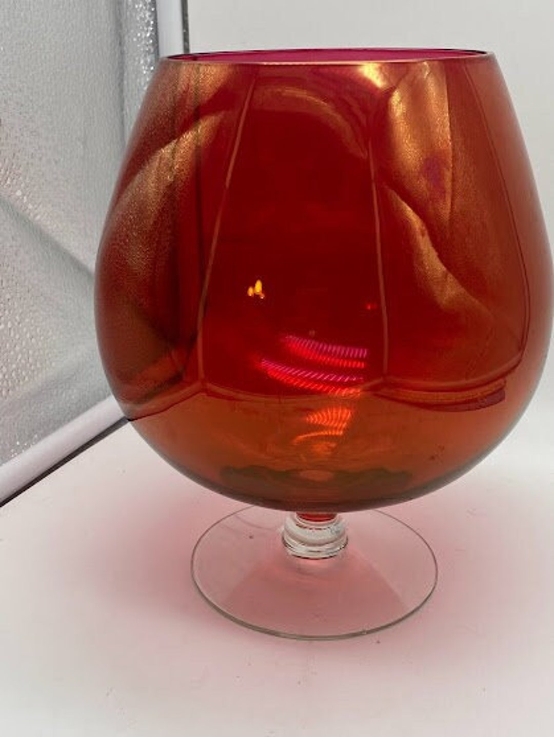 Flashed Red Pedestal Snifter Large Size 7 Inches Height - Etsy