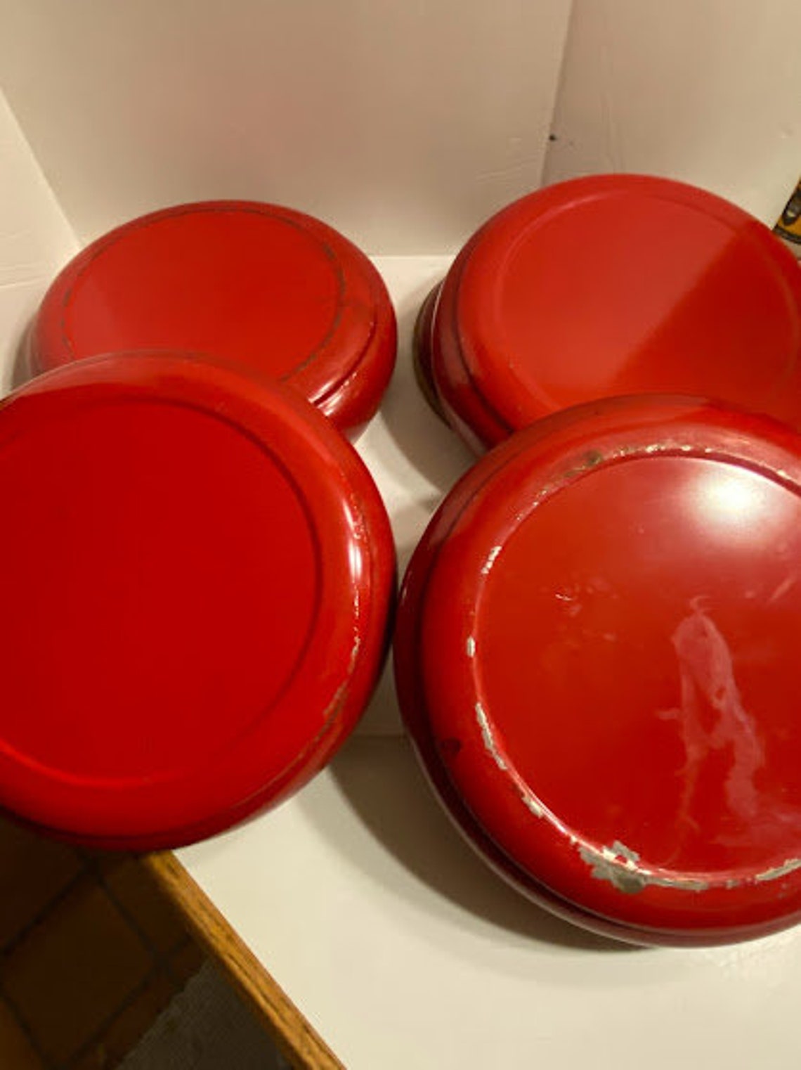 Stackable Canister Set Red Enamel Compartments Mid-century | Etsy