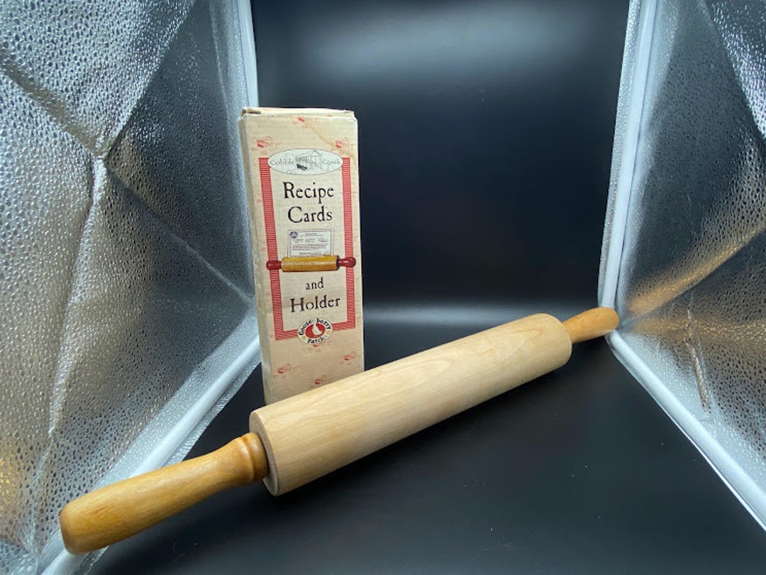 Vintage Rolling Pin With Mini Rolling Pin Recipe Card Holder and Cards ...