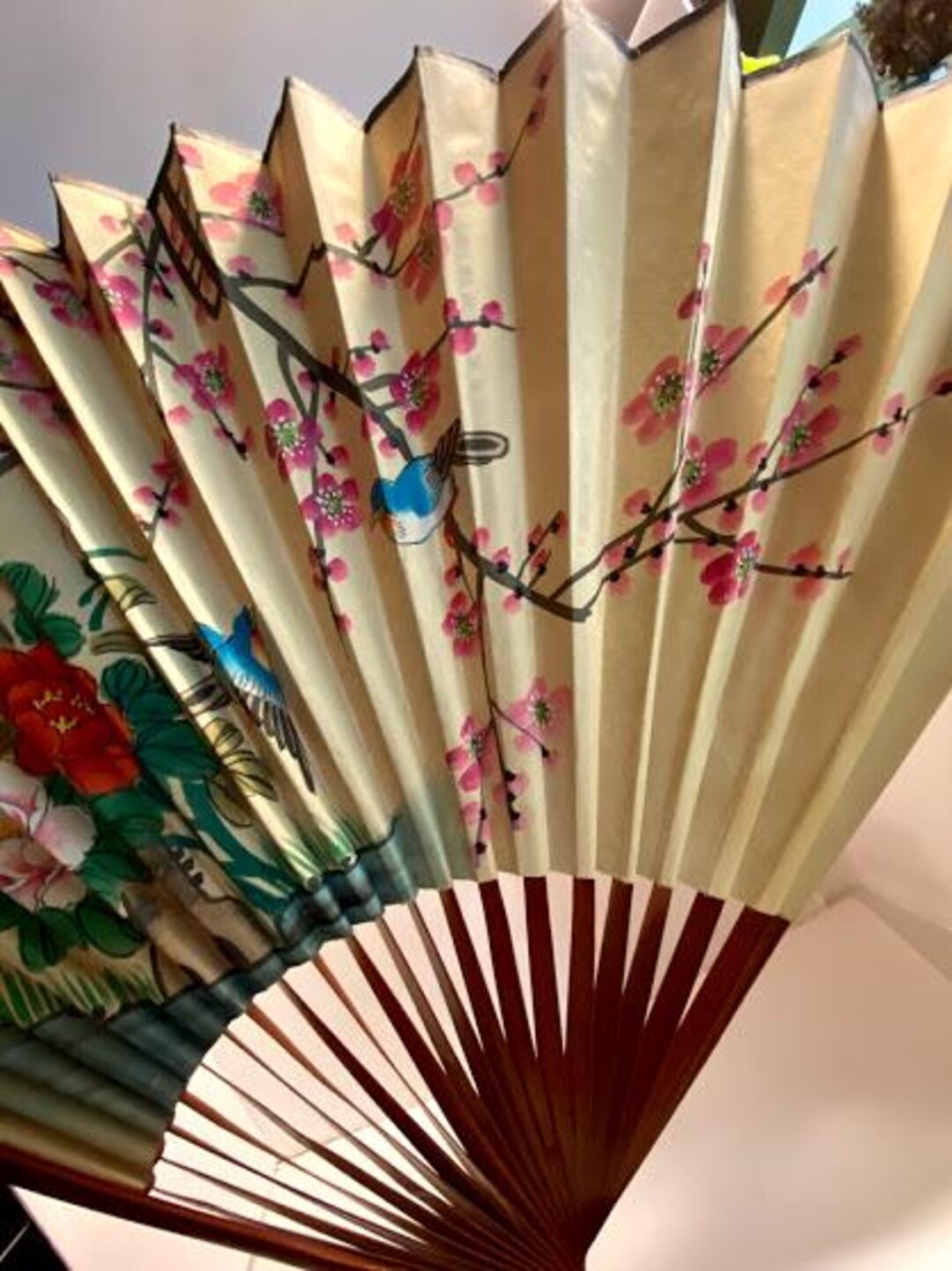 33 Inch Fujian Oriental Paper Fan Hand Painted in Original Box - Etsy