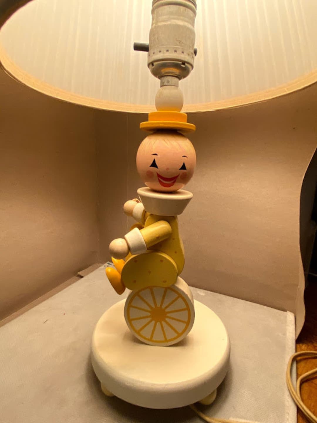 Vintage Irmi Clown Unicycle Lamp, Hand-painted Wooden Nursery Decor - Etsy