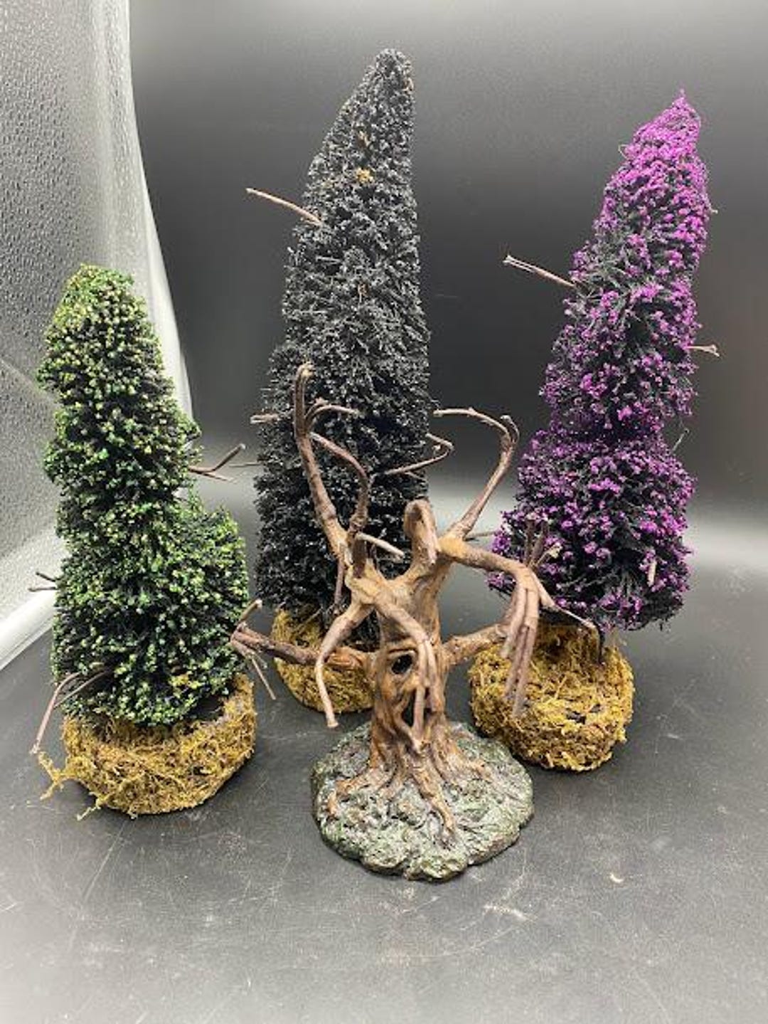 Topiary Trees Black, Green, Magenta Glitter and Scary Tree - Etsy