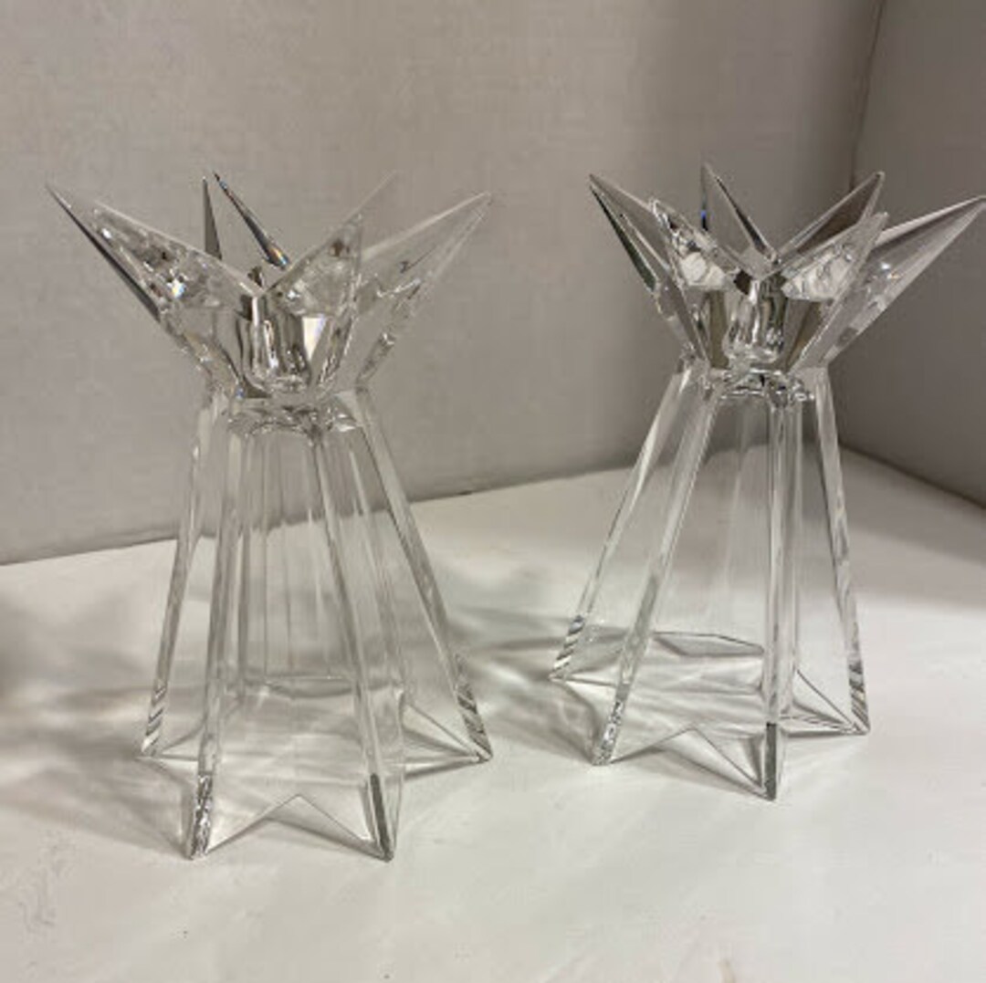 Shooting Star-burst Cut Glass Sparkling Candle Stick Holders - Etsy
