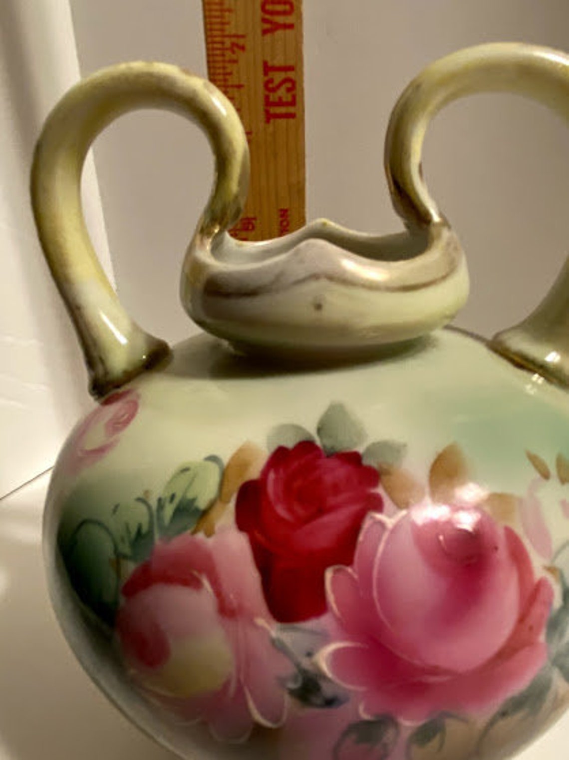 Vintage Unique Handled Hand Painted Roses Vase 7x5 German - Etsy