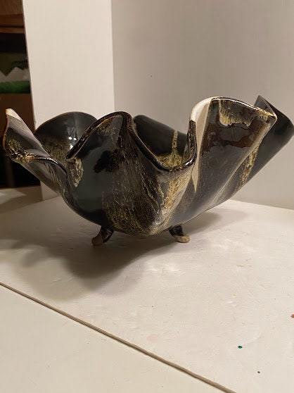 Large Ceramic Wavy Tabletop Bowl Signed AMES Original - Etsy