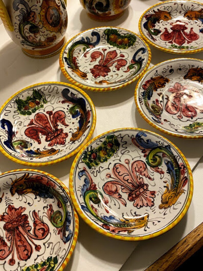 Cellini Italian Hand Painted Redware Pottery Espresso Set W/ - Etsy