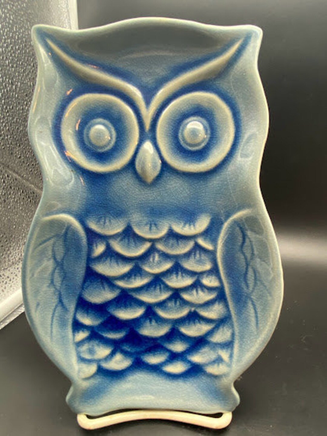 Blue Ceramic Owl Plate/platter - Etsy