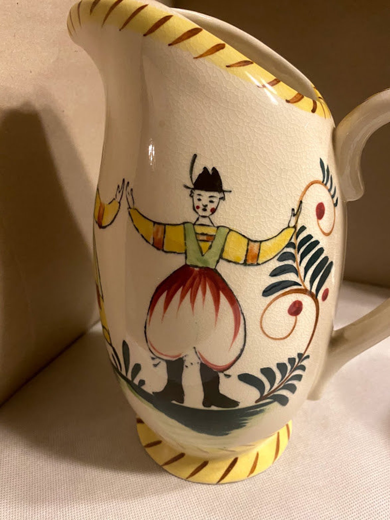 Vintage Hand Painted Ceramic Pitcher With Matching Ceramic - Etsy