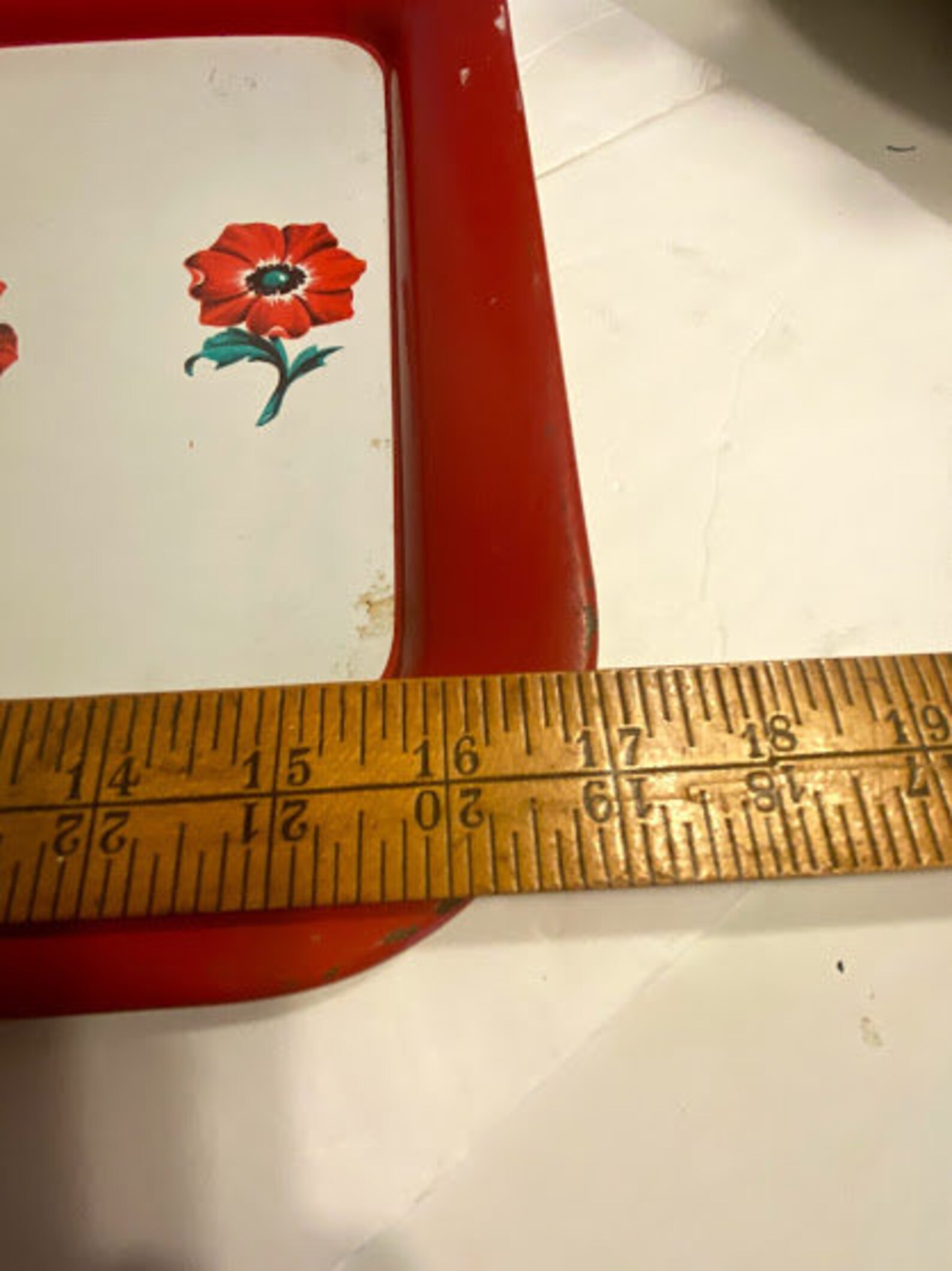 Vintage Metal Snack TV Tray Bright Red Poppy Enamel 17x13 - Etsy