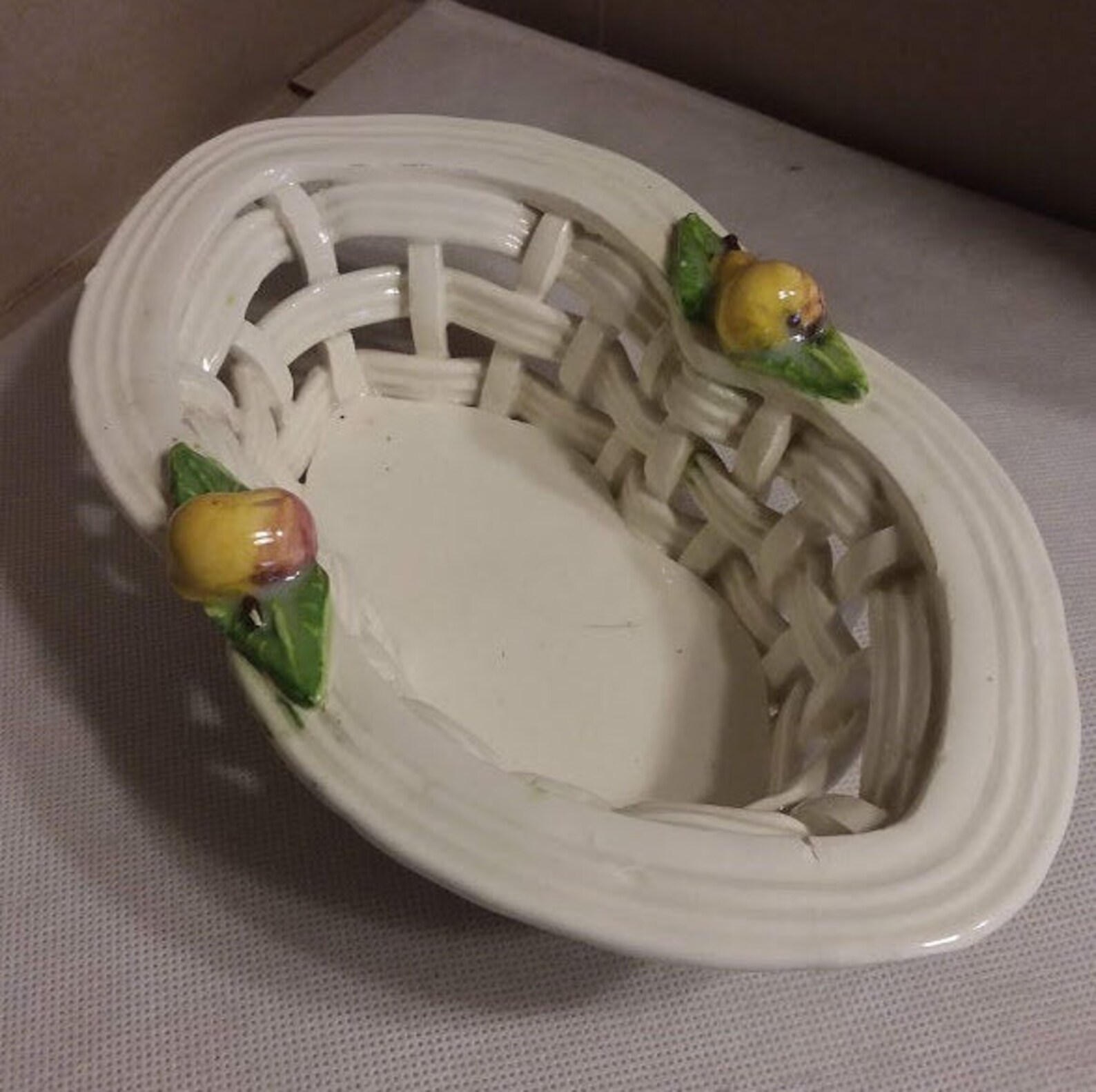 Ceramic Weave Basket With Fruit Capodimonte Style | Etsy