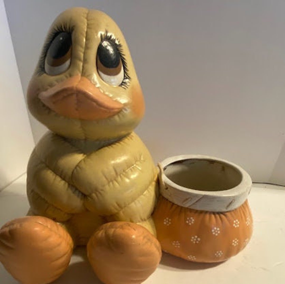 Quilted Ceramic Yellow Baby Duck With Planter Pot ~ Vintage Ceramic ...