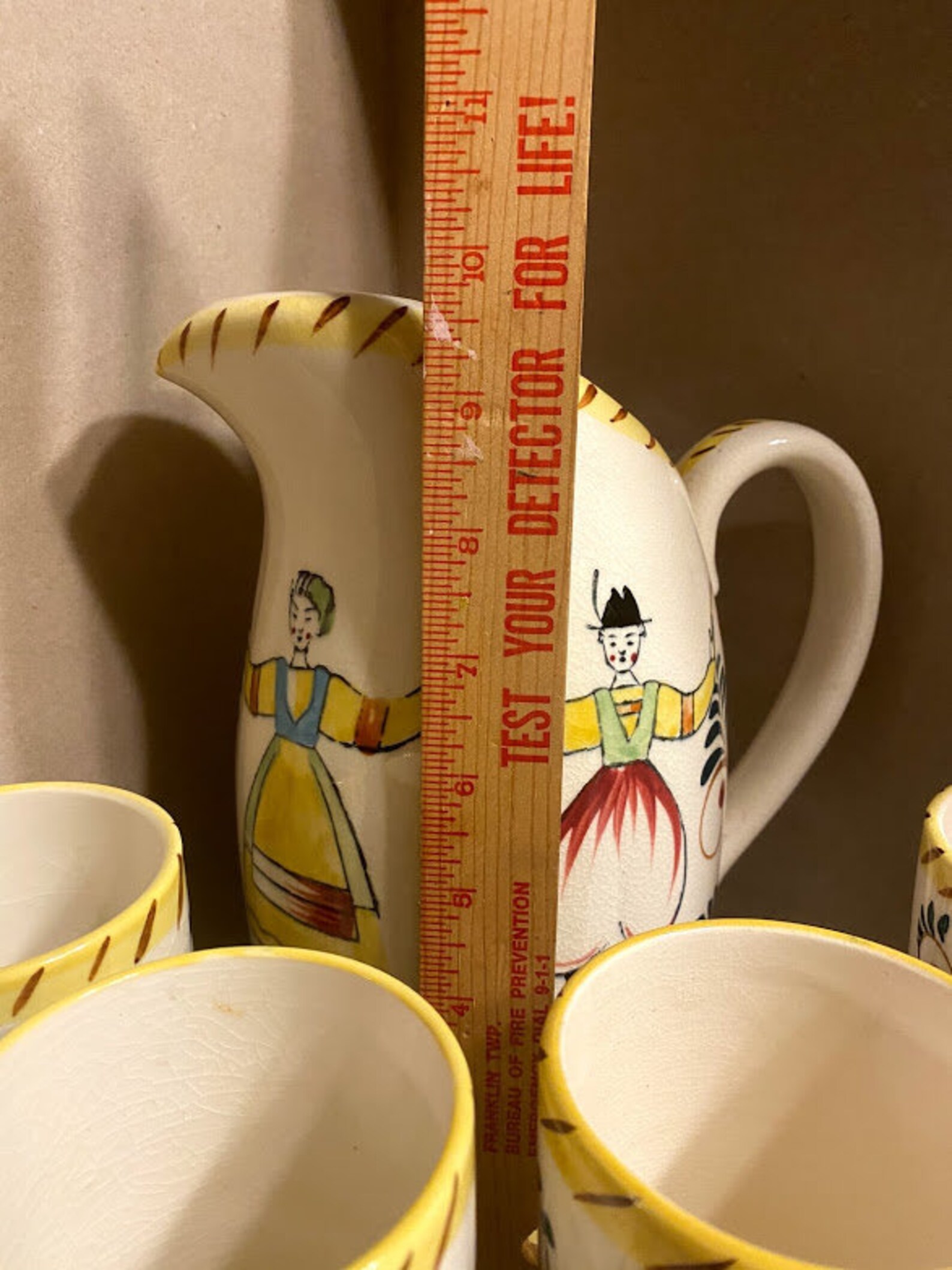 Vintage Hand Painted Ceramic Pitcher With Matching Ceramic - Etsy