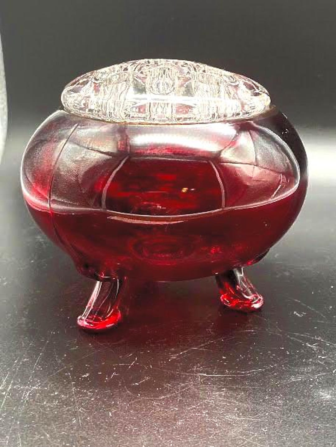 Viking Flower Frog Cranberry Glass Flower Frog/rose Bowl - Etsy