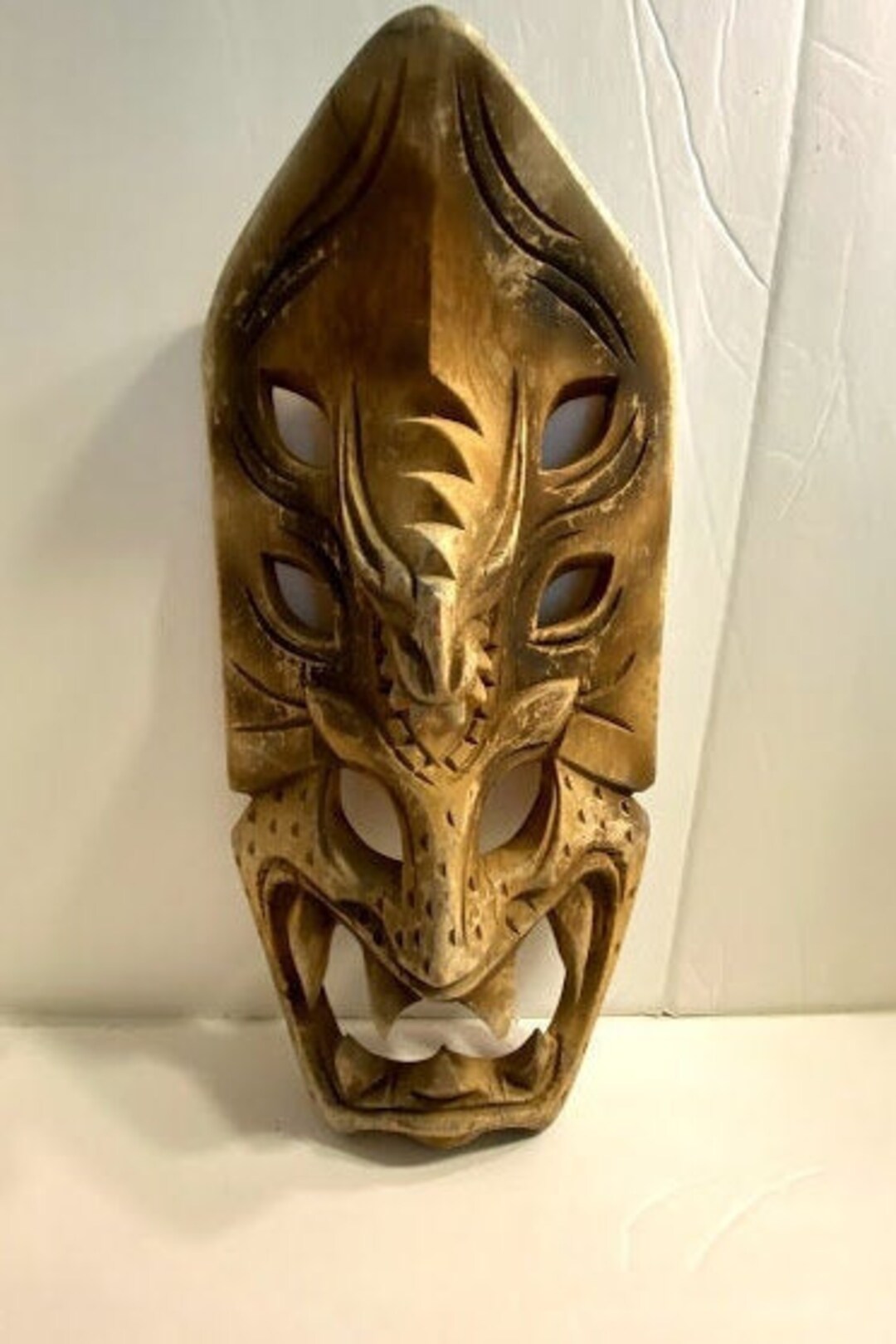 Wood Carved Fanged Tribal Mask Wood Mask Tribal Wall Decor - Etsy