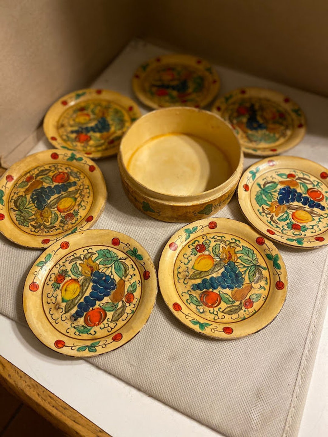 Set of 7 Made in Occupied Japan Paper/resin Coasters in a Box - Etsy