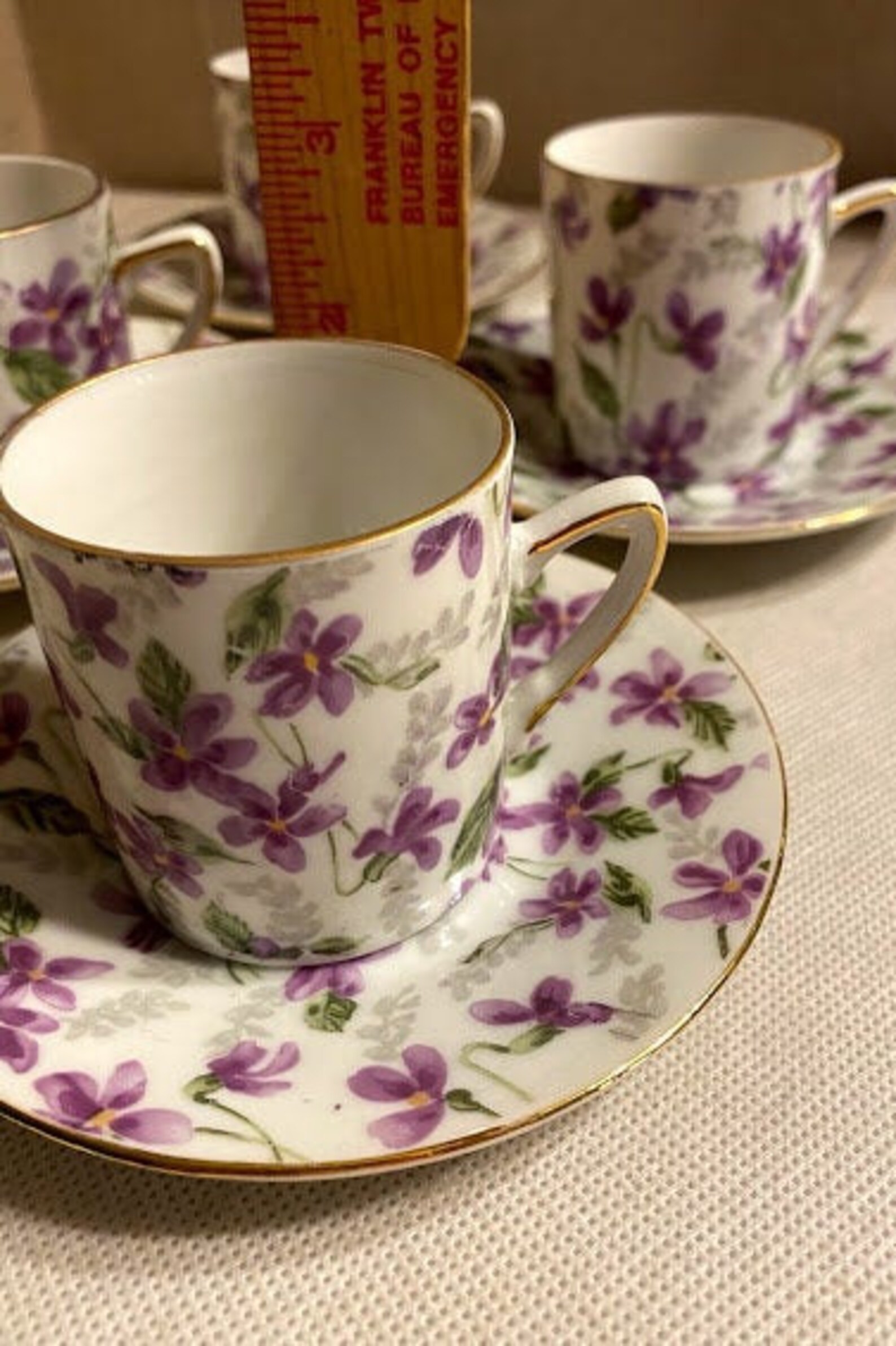 Vintage Lefton Violet Chintz Demitasse Set, Gold Rimmed Bone China - Etsy