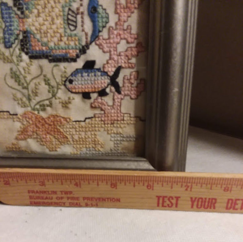 Hand Crafted Needlepoint Fish in the Sea Framed Wall Art | Etsy