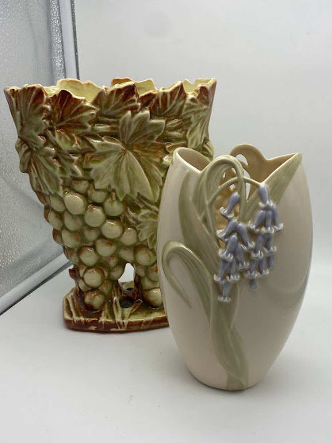 Vintage Ceramic Vase Choice Lenox Blue Bells or Mccoy Grapes and Leaves ...