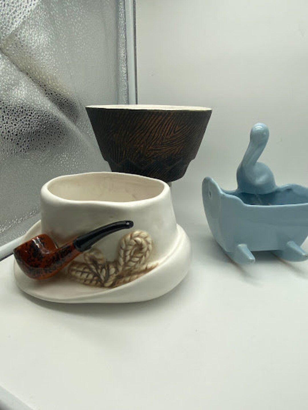 Vintage Ceramic Planters Lefton Hat Planter ~ Haeger Stork and Cradle ...