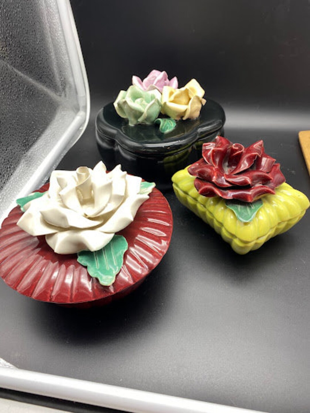 Ceramic Rose Trinket Boxes - Choice is for 1 - Attributed to Johannes ...