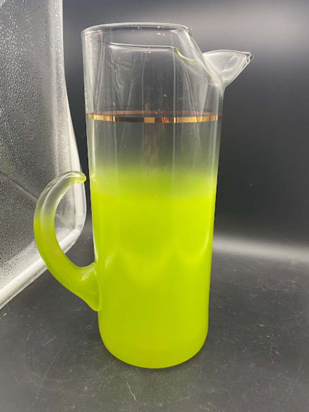 Blendo Neon Green Pitcher West Virginia Glass Specialty Weston W.V. - Etsy