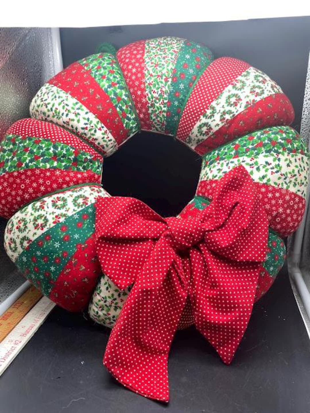 Stuffed Patchwork Christmas Wreath Handmade - Etsy
