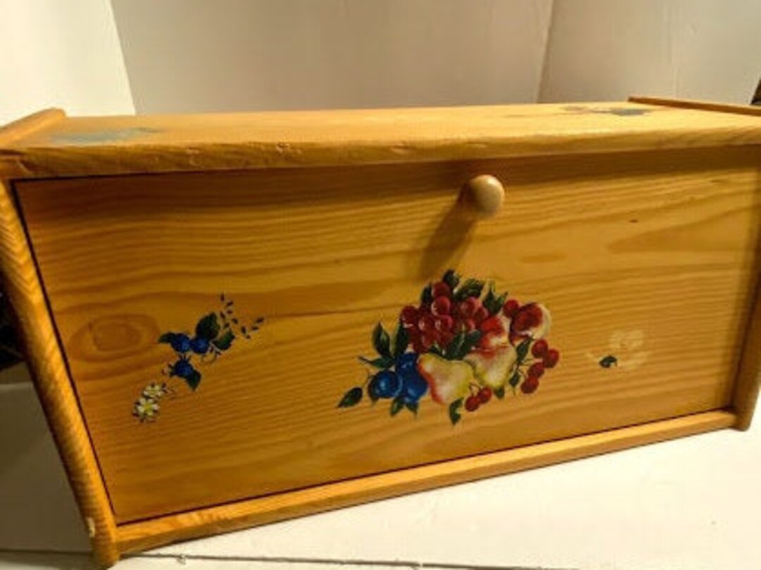 Vintage Wood Bread Box 7x16x8 ~ Wood Storage Box ~ Kitchen Storage - Etsy