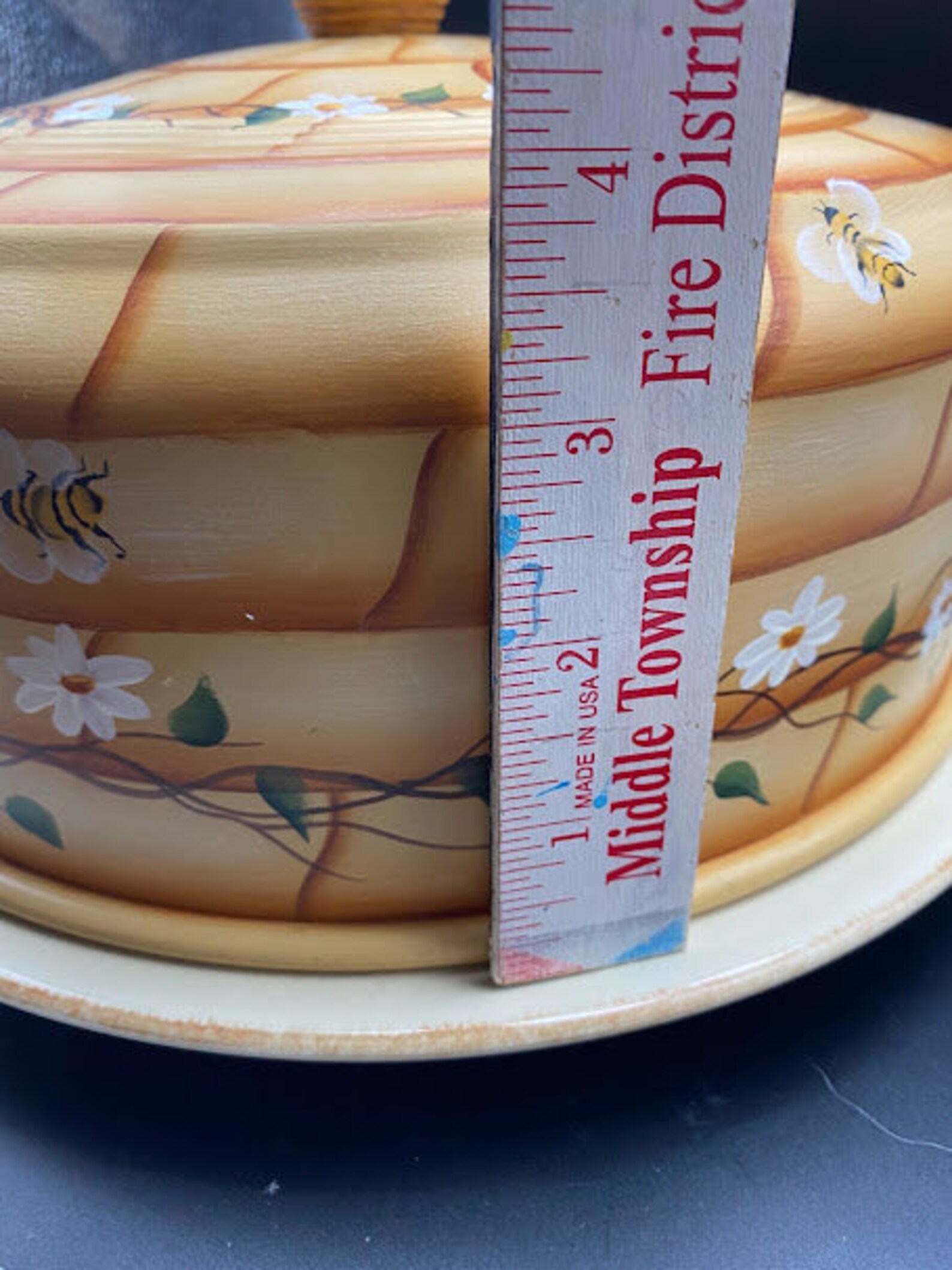 Vintage Cake Cover Hand Painted Bee Hive Pattern With Ceramic Plate - Etsy