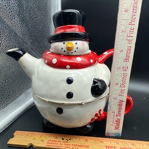 Ceramic Snowman Cookie Jar or Tea for One Set - Etsy