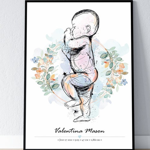 Birth Poster in Scale 1:1 Personalized Baby Poster Digital - Etsy