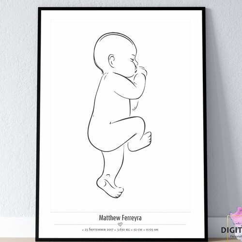 Birth Poster in Scale 1:1 Personalized Baby Poster Digital - Etsy
