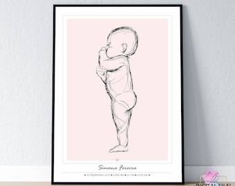 Birth Poster in Scale 1:1 Personalized Baby Poster Digital - Etsy
