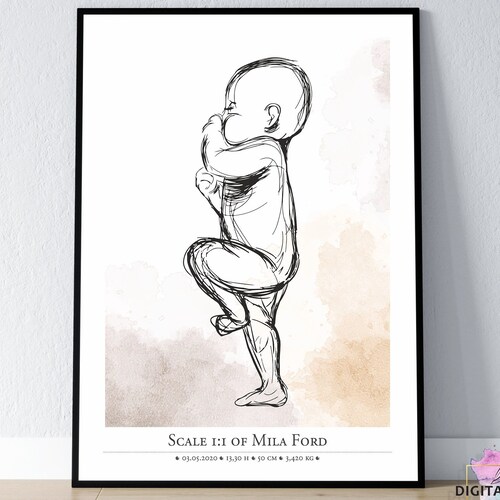 Birth Poster in Scale 1:1 Personalized Baby Poster Digital - Etsy