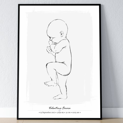 Birth Poster in Scale 1:1 Personalized Baby Poster Digital - Etsy