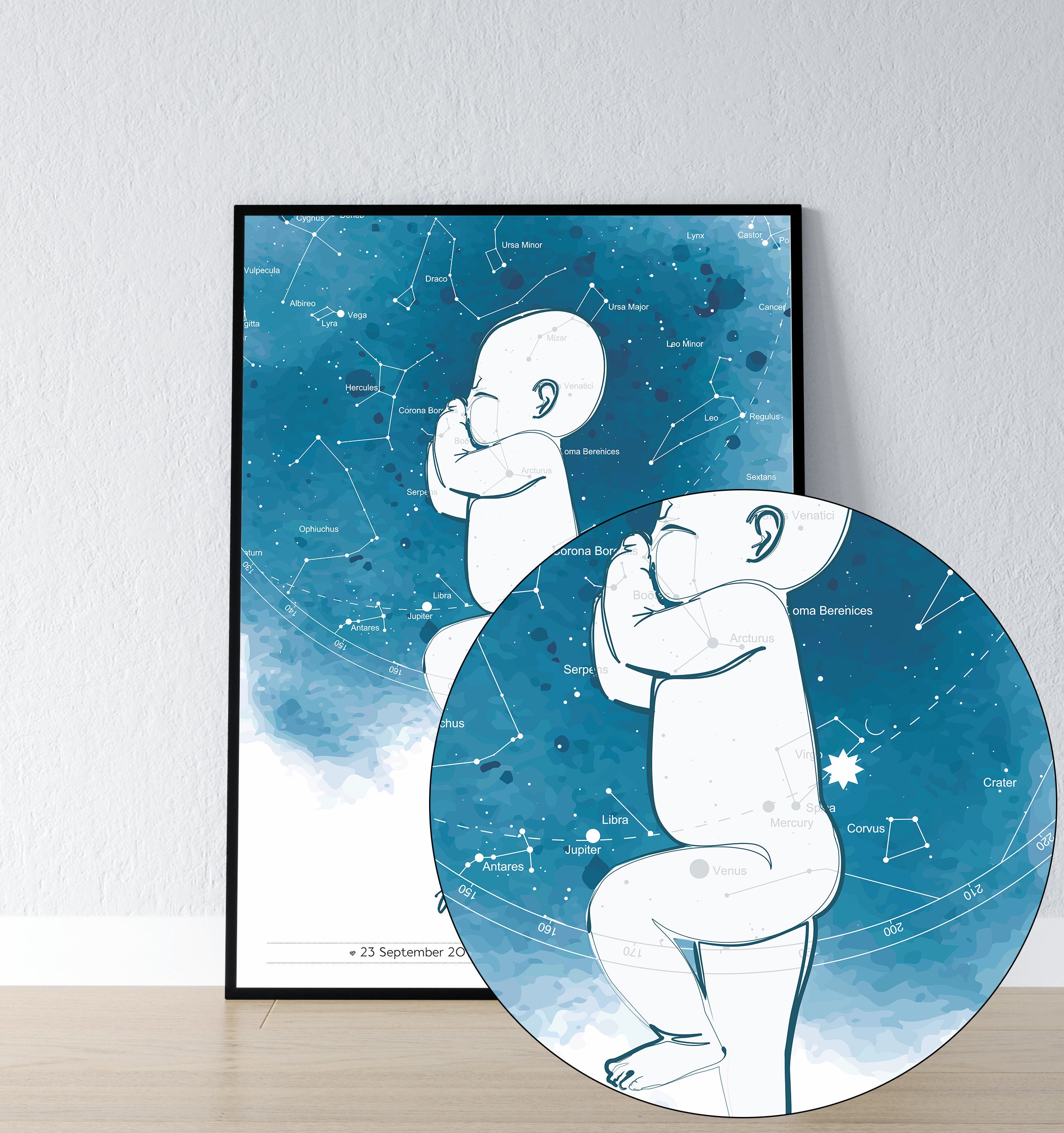 Birth Poster in Scale 1:1 | Custom Star Map | Personalized Baby Poster ...