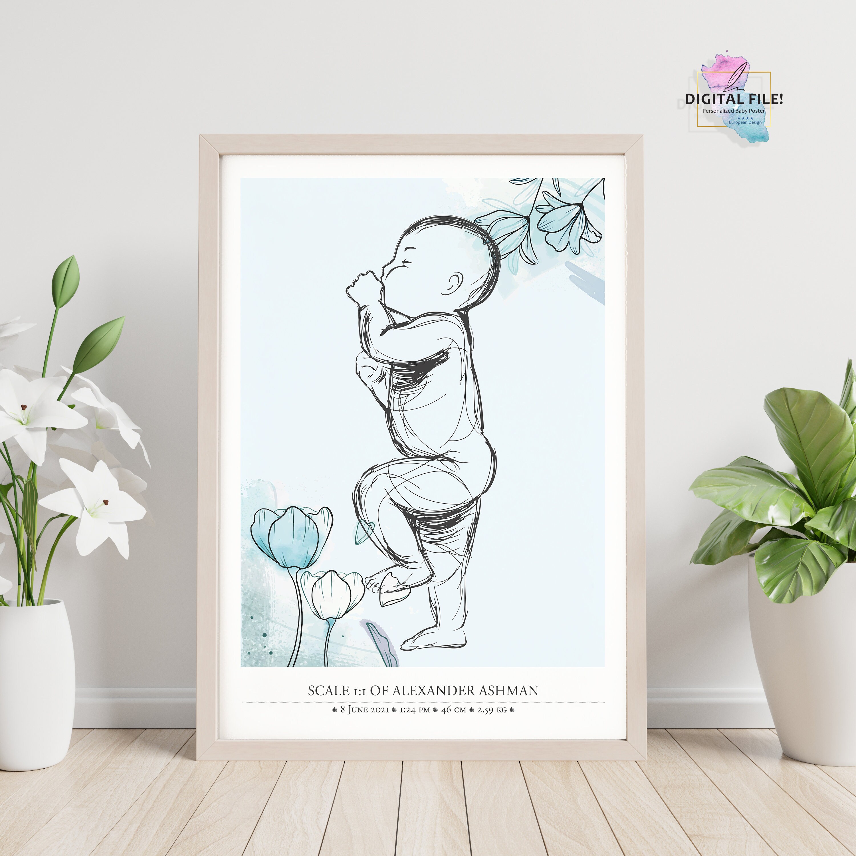 Birth Stats Poster, Baby Birth Stats, Birth Announcement, Birth Poster ...